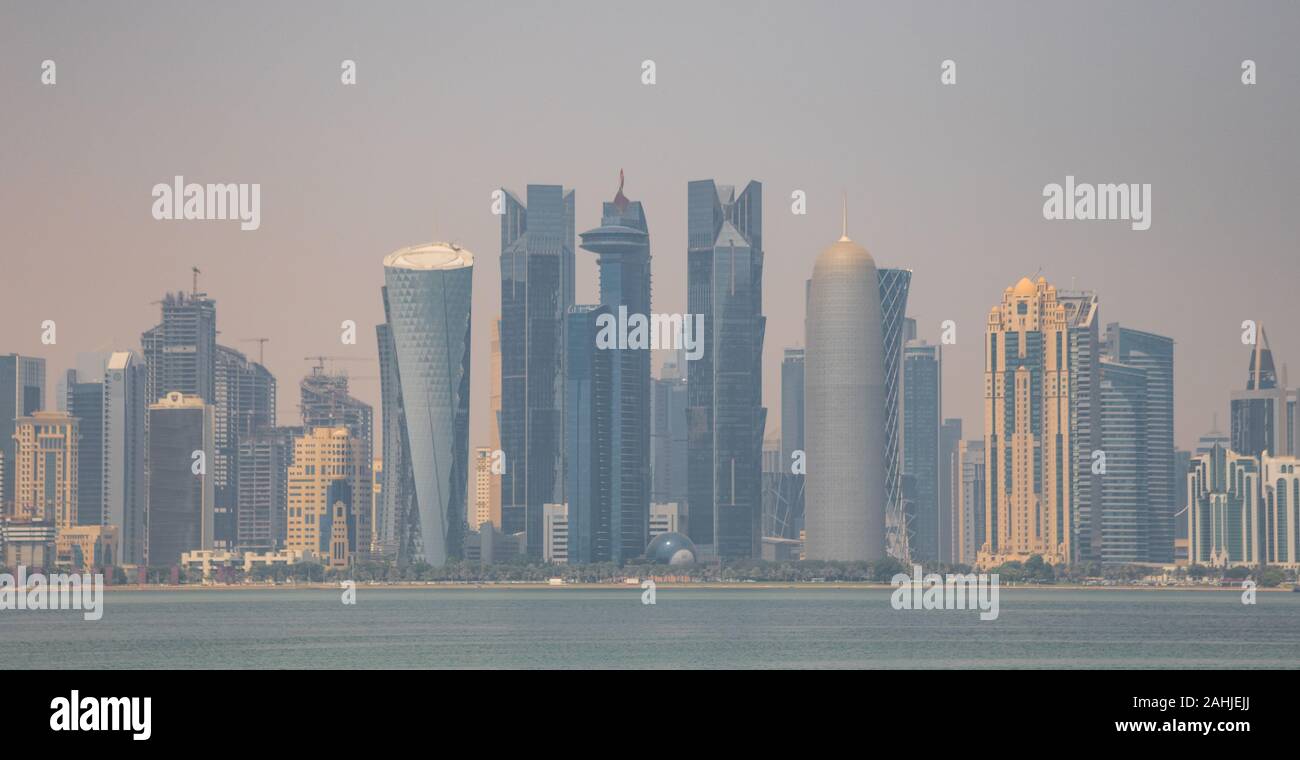 Doha, Qatar - probably the most notable landmark in Doha, the Corniche ...