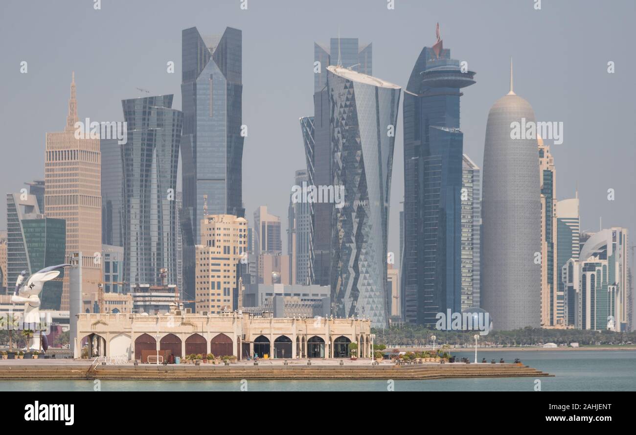 Doha, Qatar - probably the most notable landmark in Doha, the Corniche ...