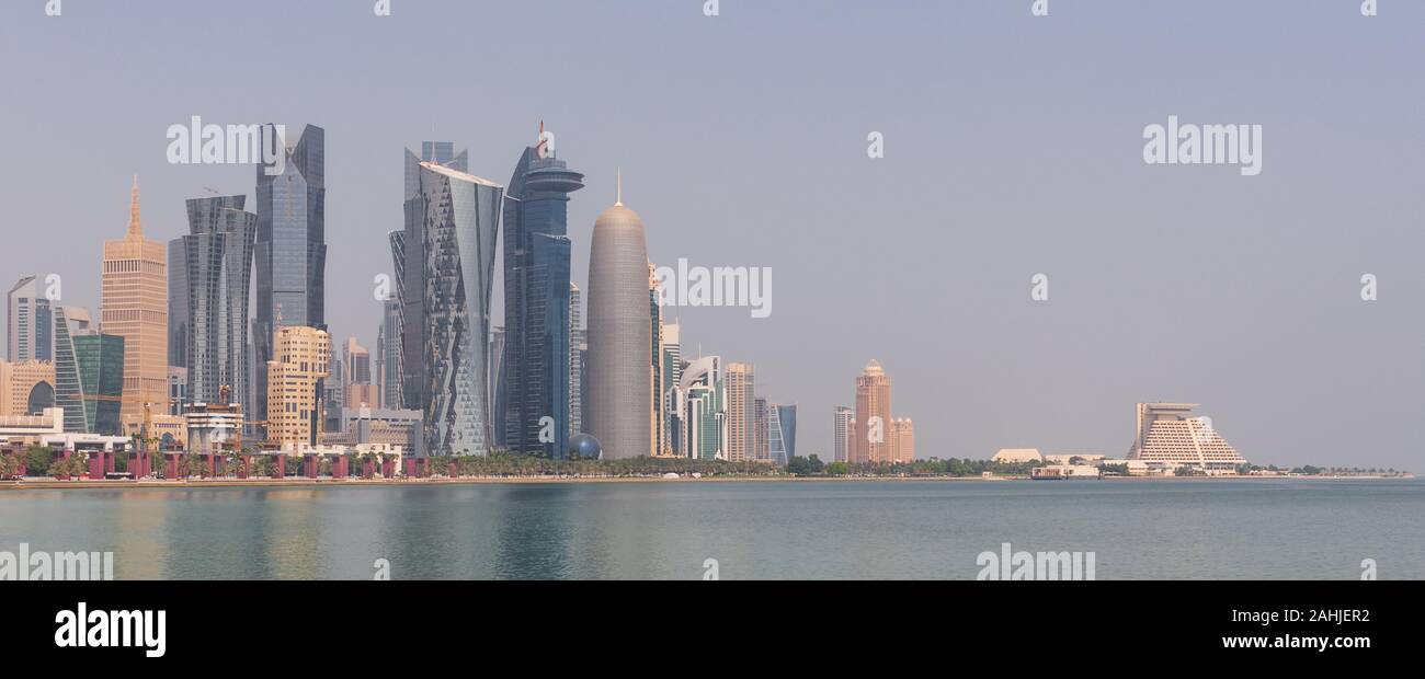 Doha, Qatar - probably the most notable landmark in Doha, the Corniche ...