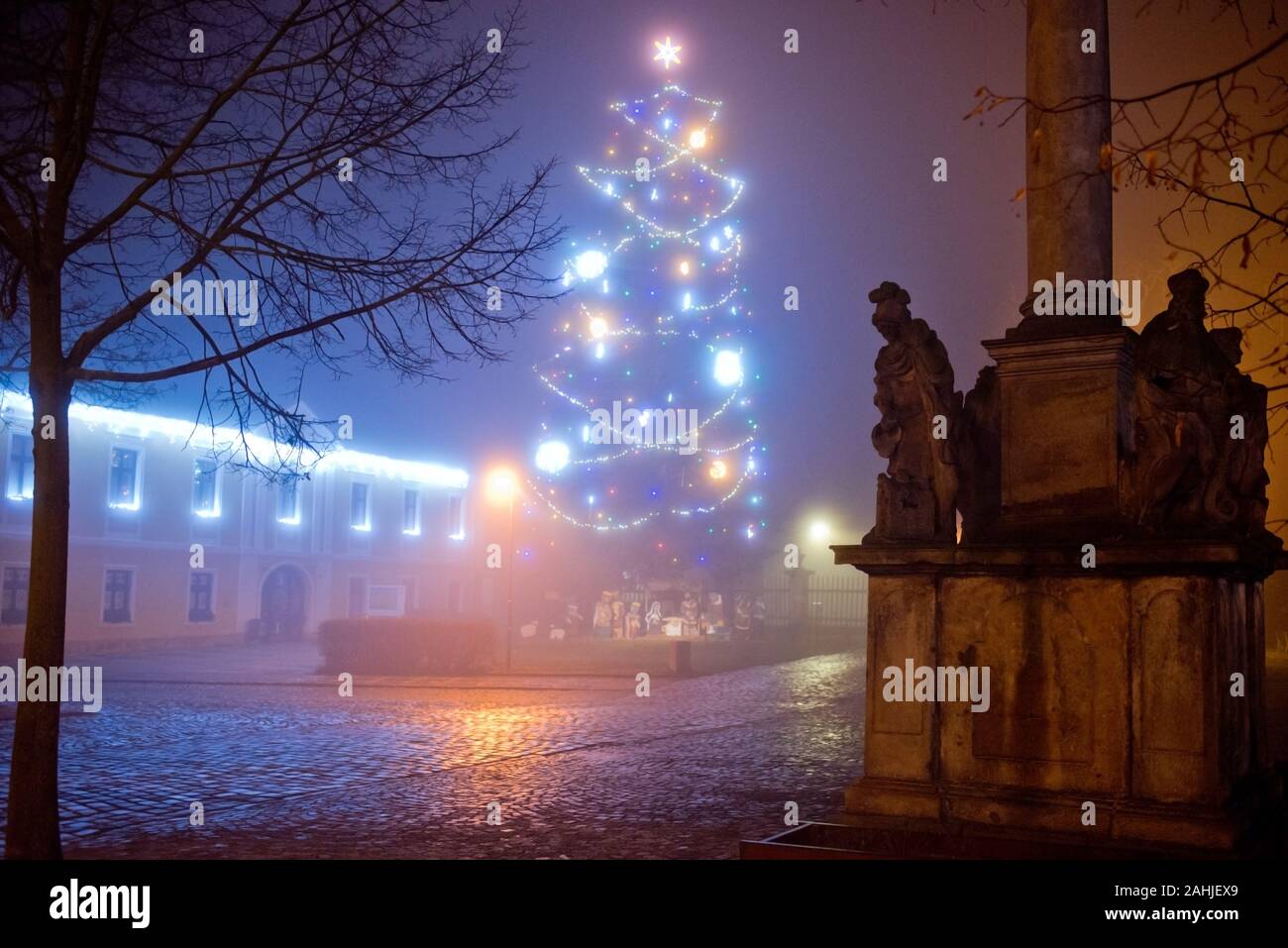 Christmas tree. Christmas time at night Stock Photo - Alamy