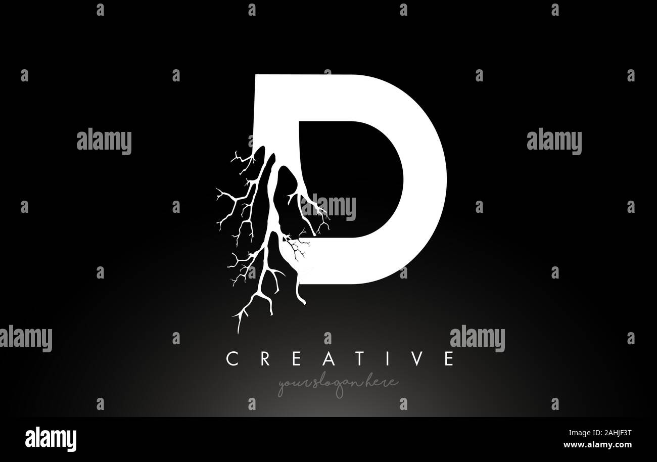 Letter D Design Logo with Creative Tree Branch. D Letter Tree Icon Logo ...