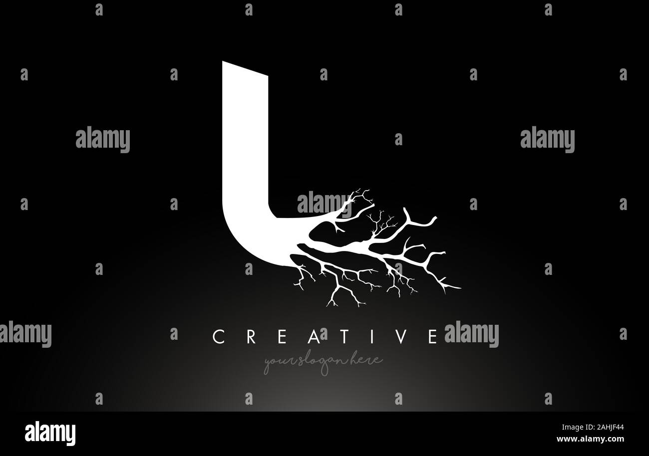Letter L Design Logo with Creative Tree Branch. L Letter Tree Icon Logo ...