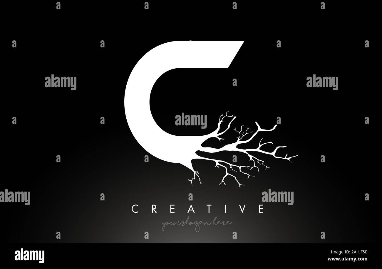 Letter C Design Logo with Creative Tree Branch. C Letter Tree Icon Logo ...