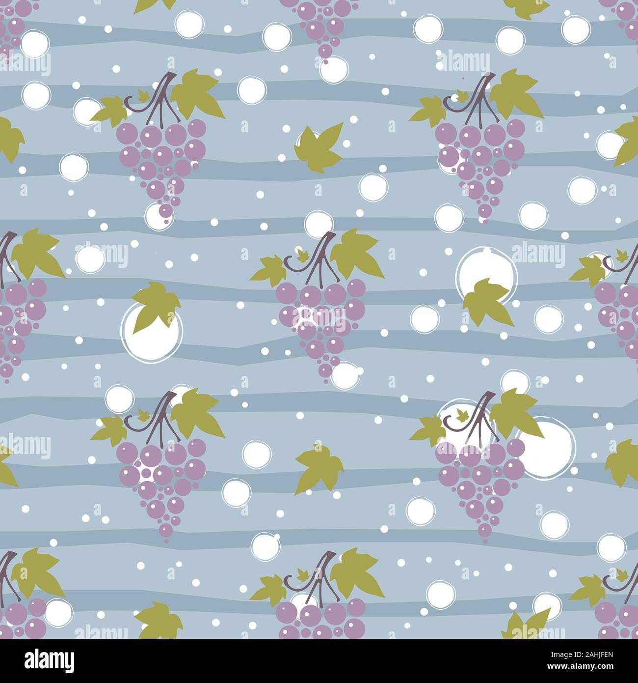 Seamless pattern with bunches of ripe grapes on dark background. Flat ...