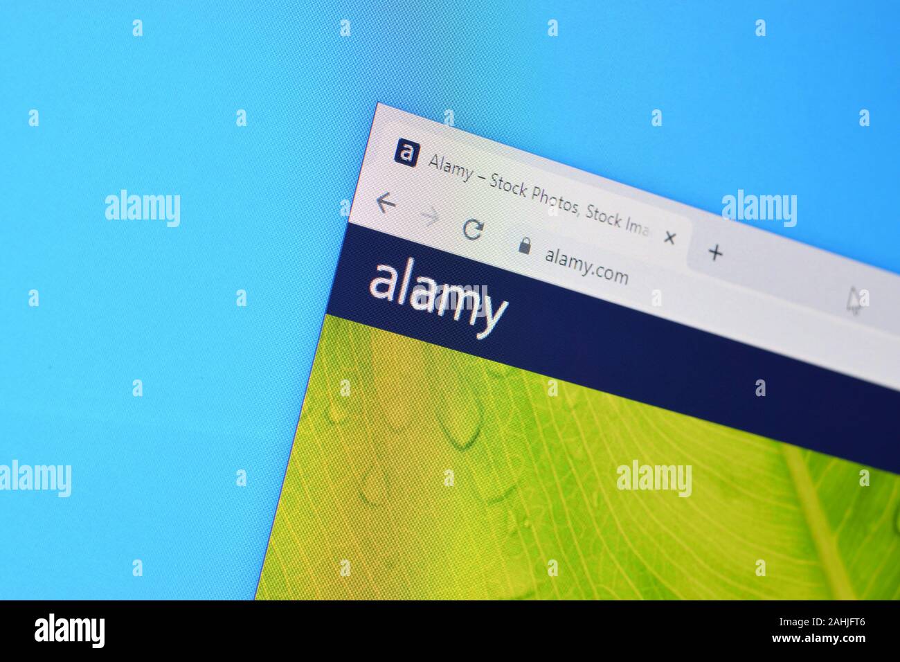 NY, USA - DECEMBER 16, 2019: Homepage of alamy website on the display ...