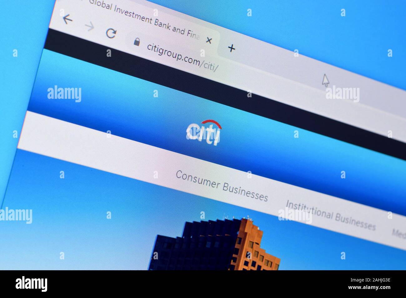 NY, USA - DECEMBER 16, 2019: Homepage of citi group website on the ...