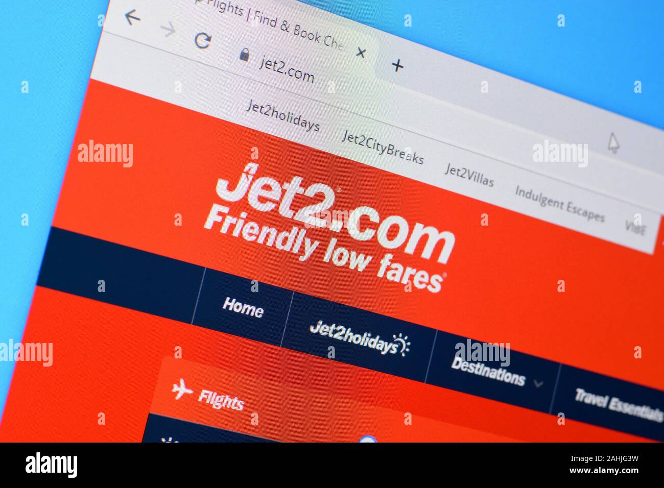 NY, USA - DECEMBER 16, 2019: Homepage of jet2 website on the display of ...