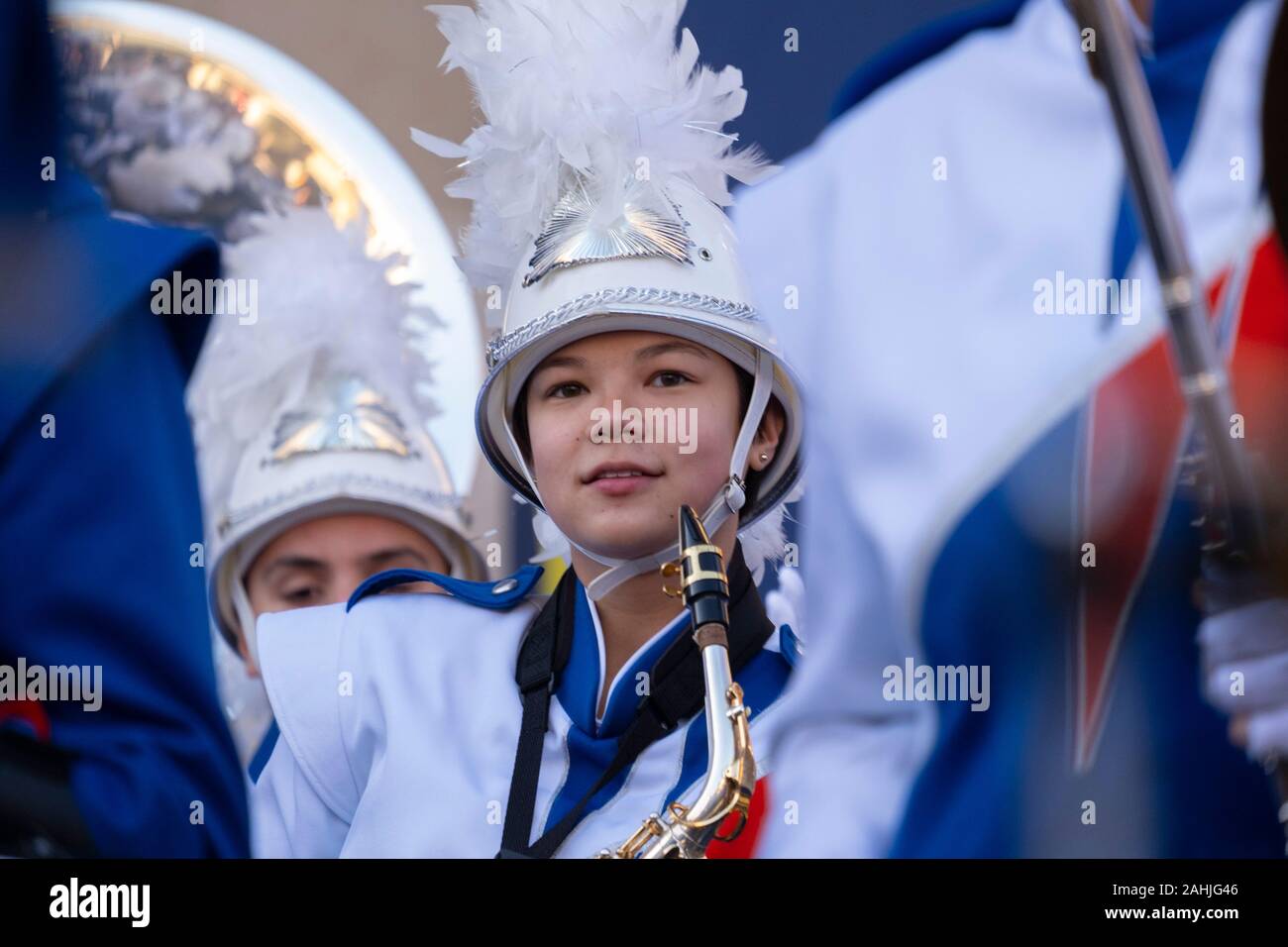 Covent Garden Piazza, London, UK. 30th December 2019. Marching bands ...