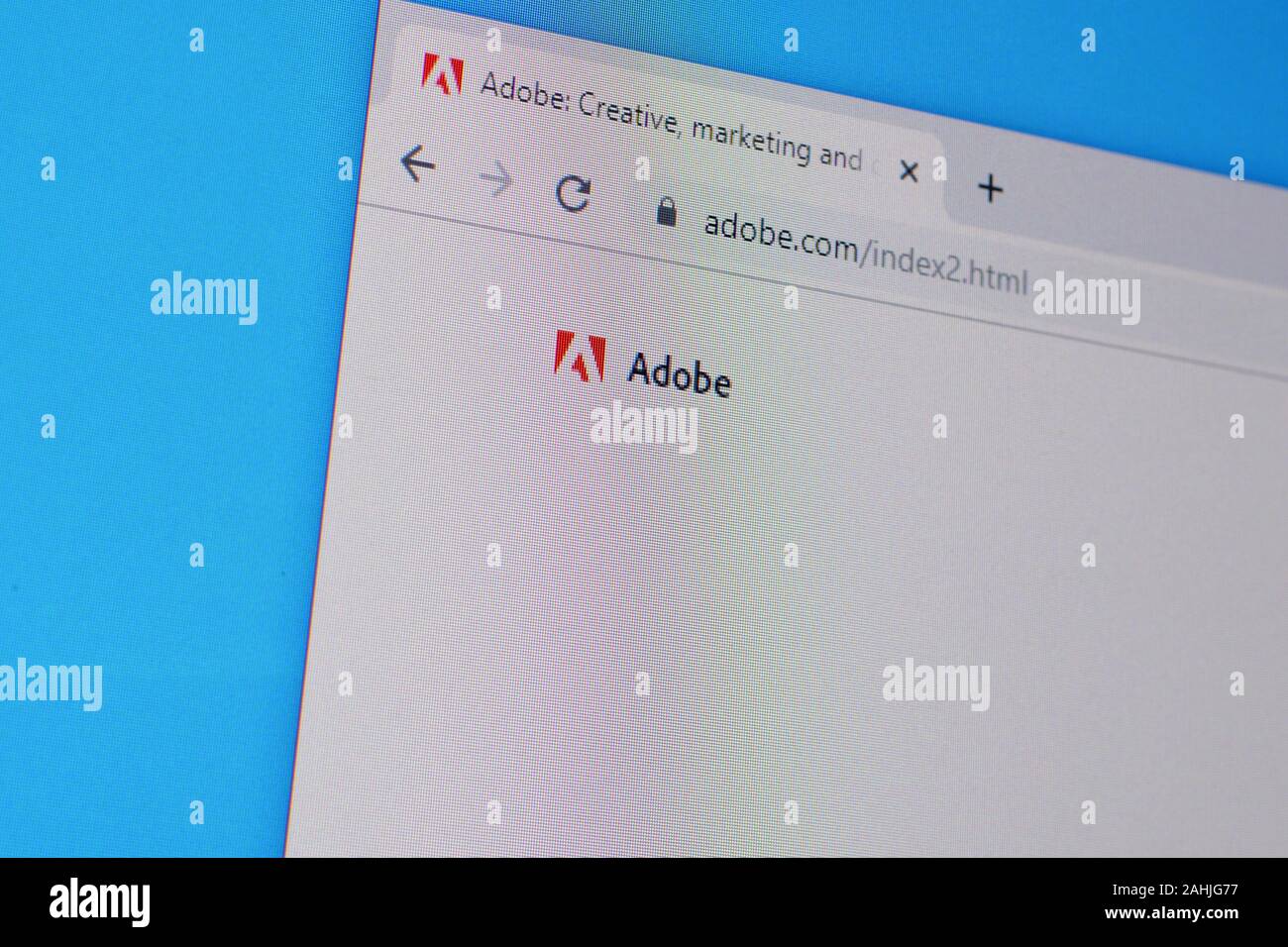 NY, USA - DECEMBER 16, 2019: Homepage of adobe website on the display ...