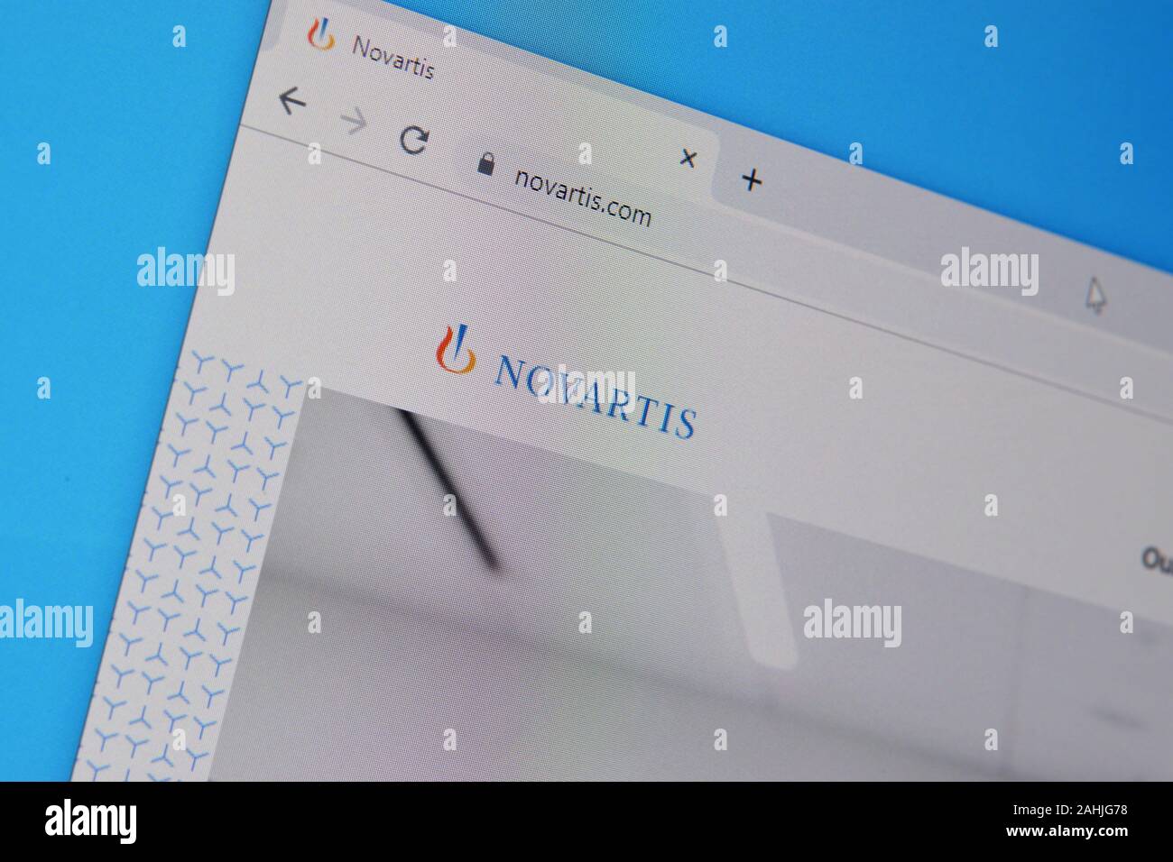 NY, USA - DECEMBER 16, 2019: Homepage of novartis website on the ...