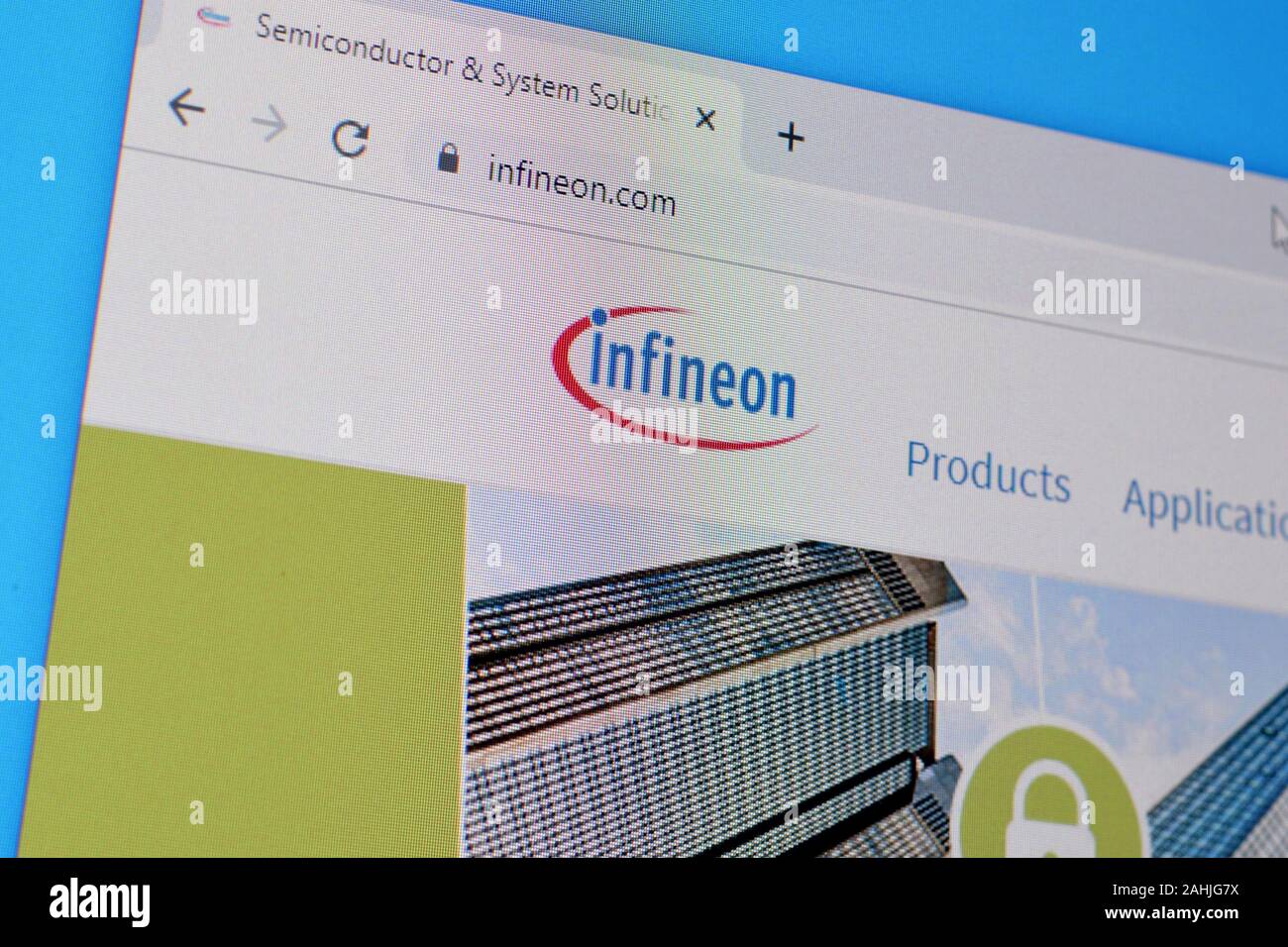 NY, USA - DECEMBER 16, 2019: Homepage of infineon website on the ...