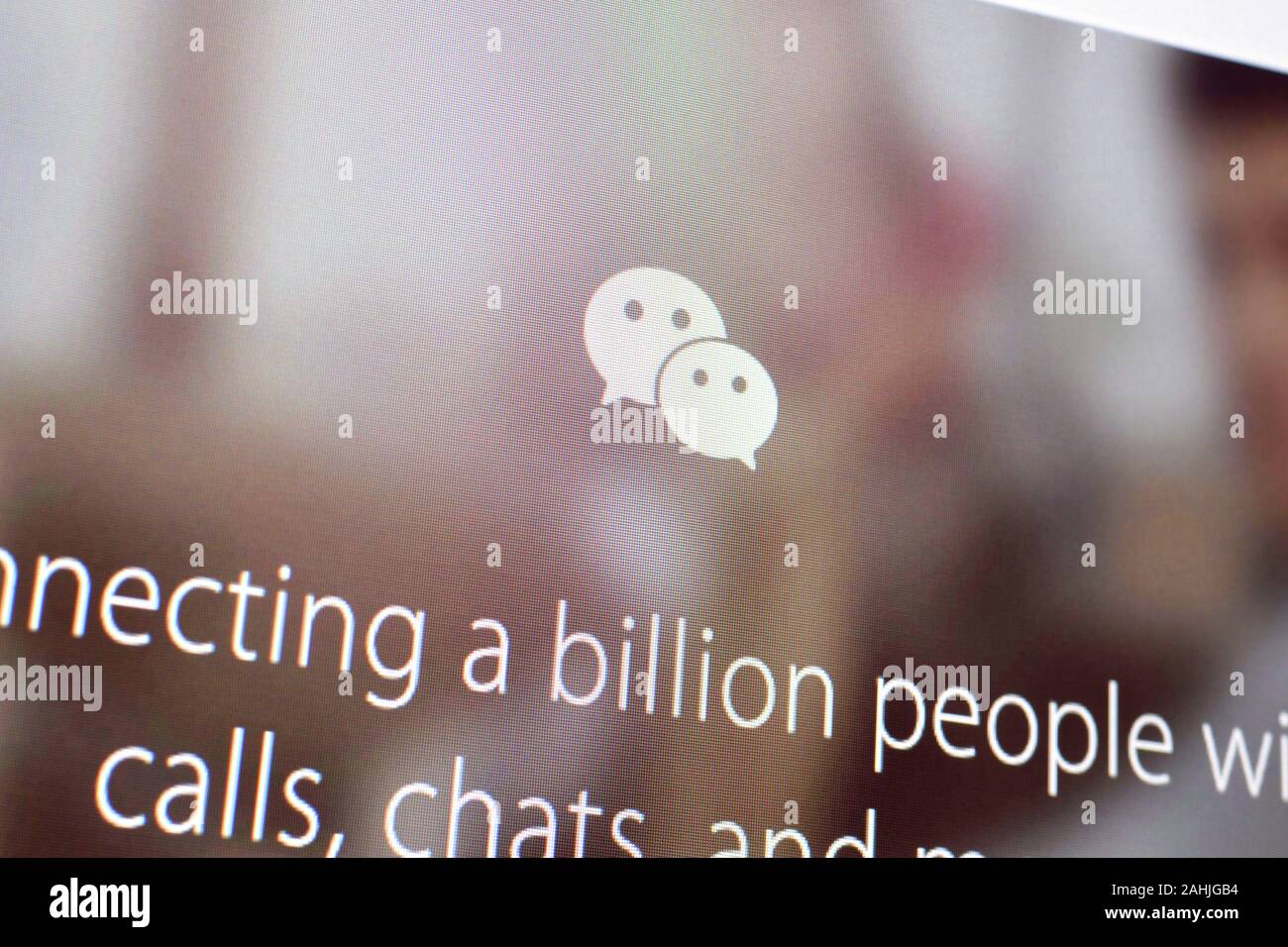 NY, USA - DECEMBER 16, 2019: Homepage of wechat website on the display ...