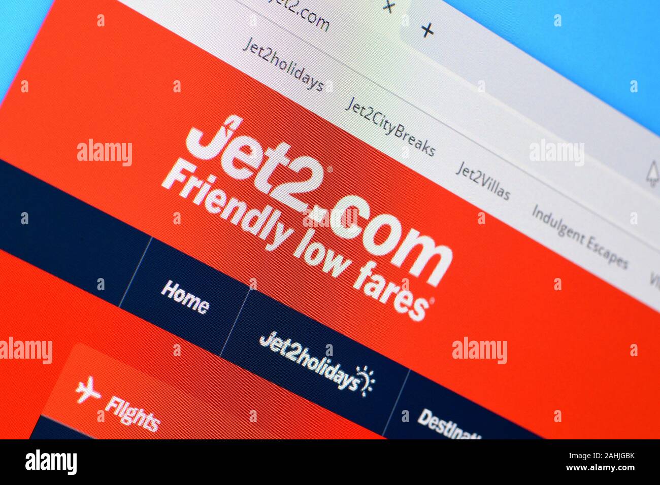 NY, USA - DECEMBER 16, 2019: Homepage of jet2 website on the display of ...