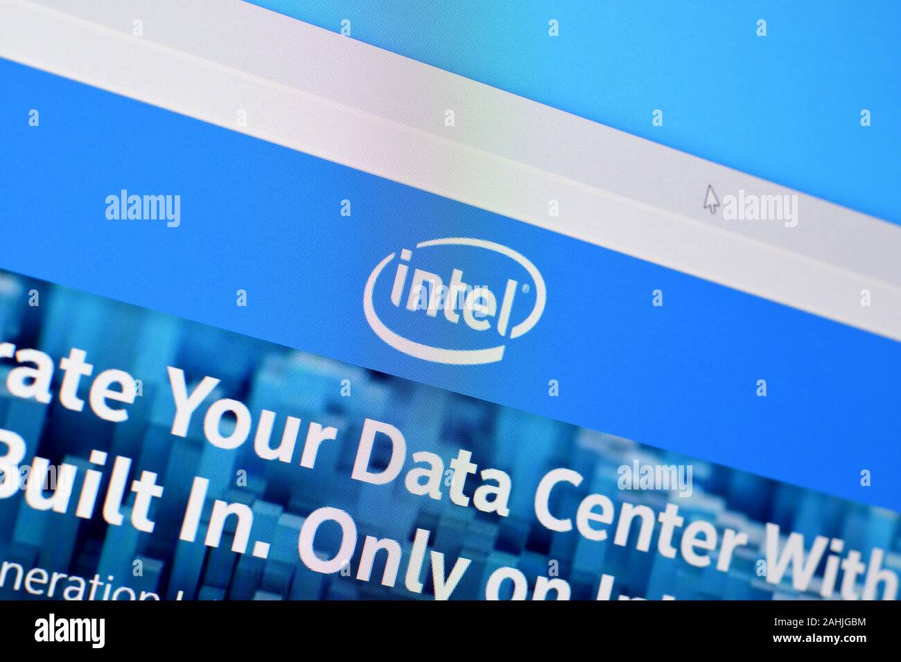 NY, USA - DECEMBER 16, 2019: Homepage of intel website on the display ...