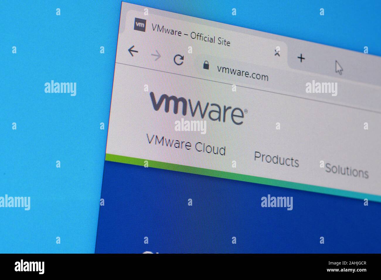 NY, USA - DECEMBER 16, 2019: Homepage of vmware website on the display ...