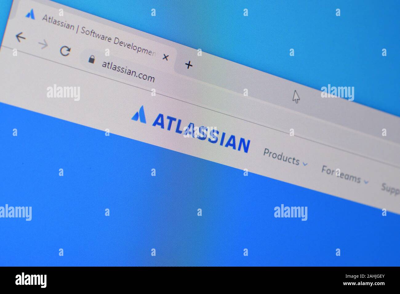 NY, USA - DECEMBER 16, 2019: Homepage of atlassian website on the ...