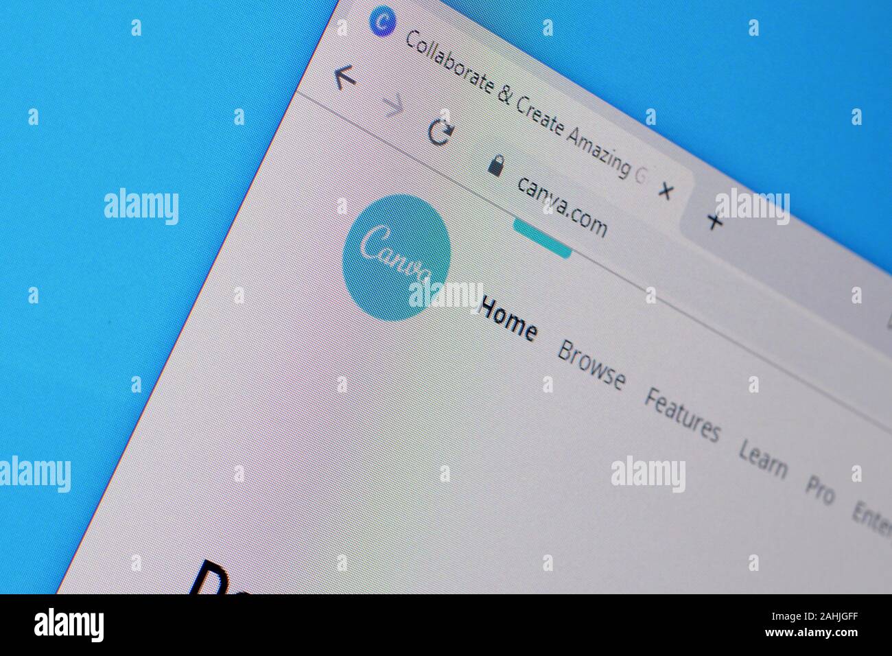 NY, USA - DECEMBER 16, 2019: Homepage of canva website on the display ...