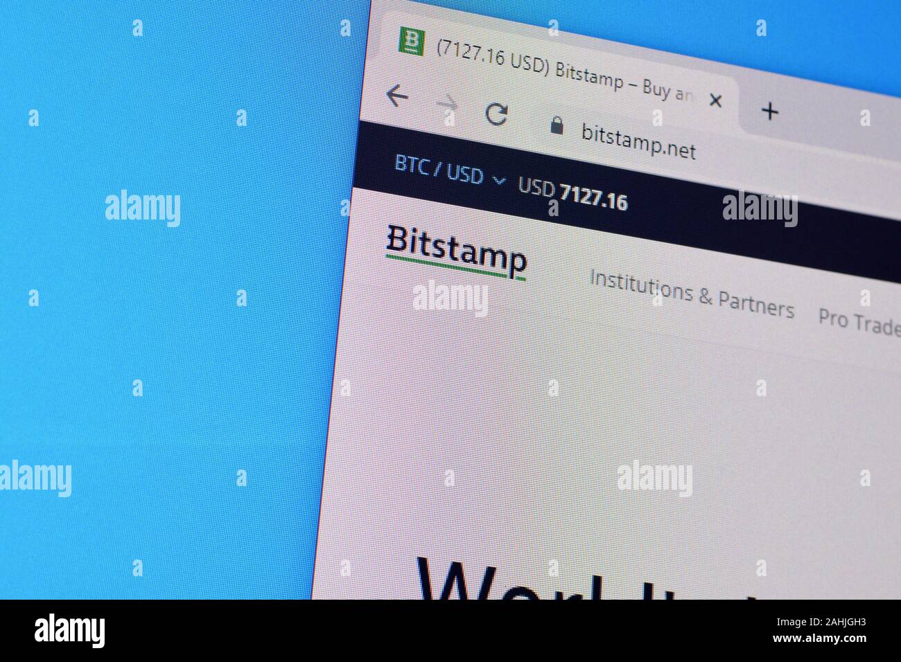 NY, USA - DECEMBER 16, 2019: Homepage of bitstamp website on the ...