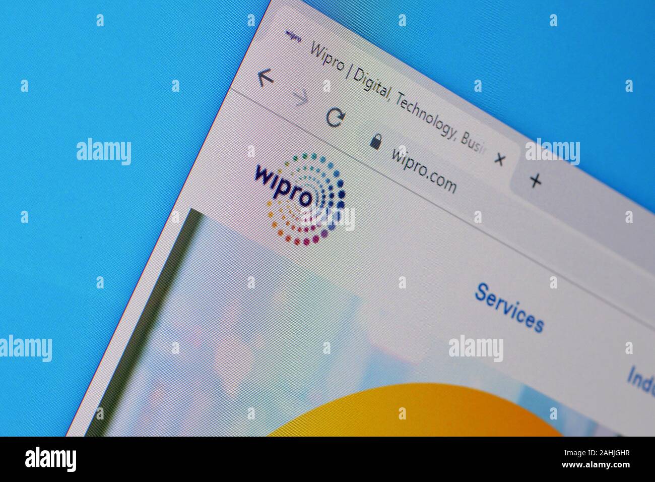 NY, USA - DECEMBER 16, 2019: Homepage of wipro website on the display ...