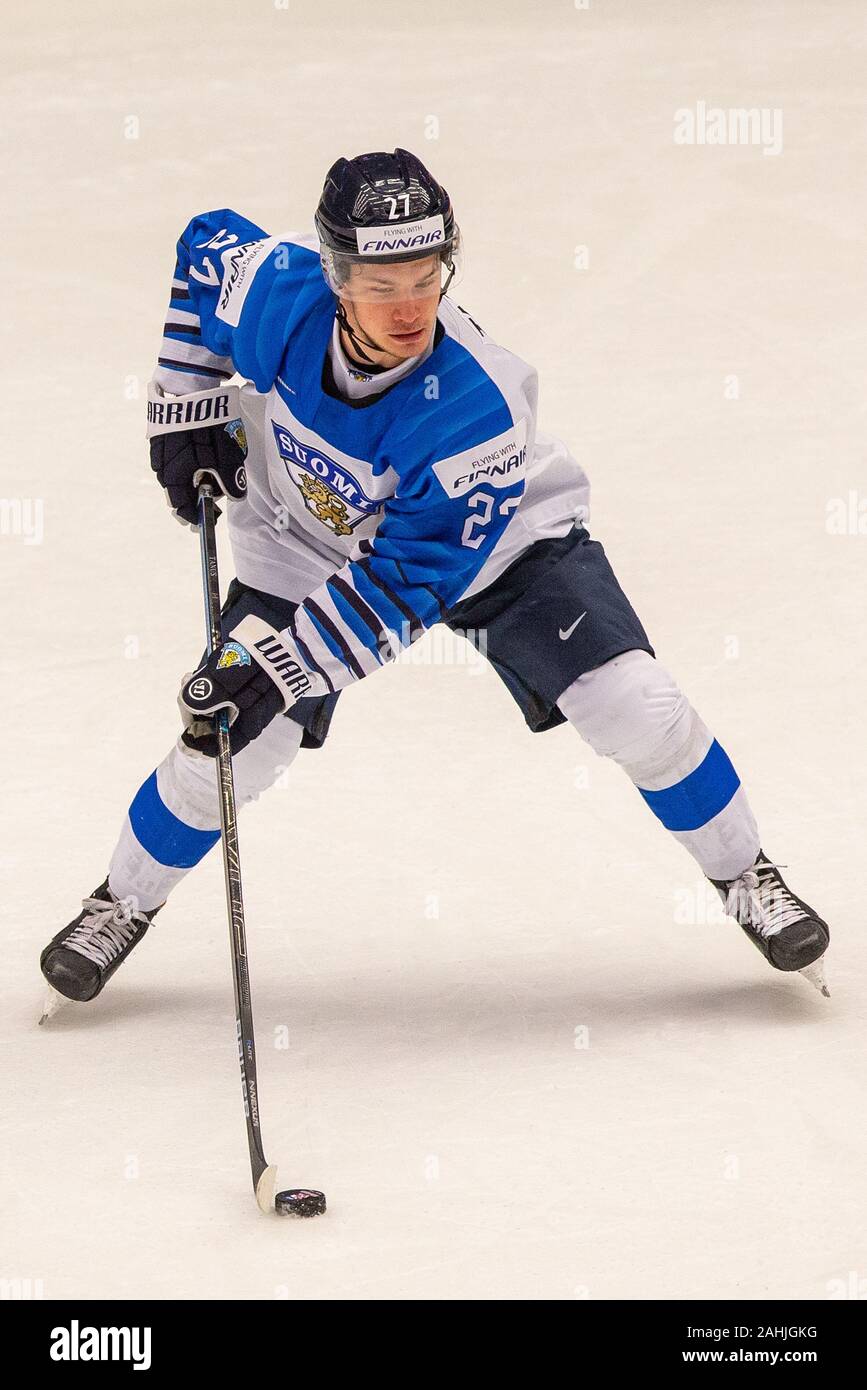 Kristian Tanus (FIN) in action during the 2020 IIHF World Junior Ice Hockey Championships Group ...