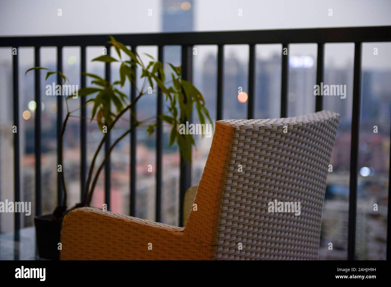 Balcony of high-rise buildings in the city Stock Photo - Alamy