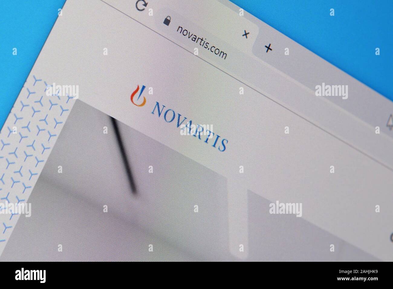 NY, USA - DECEMBER 16, 2019: Homepage of novartis website on the ...