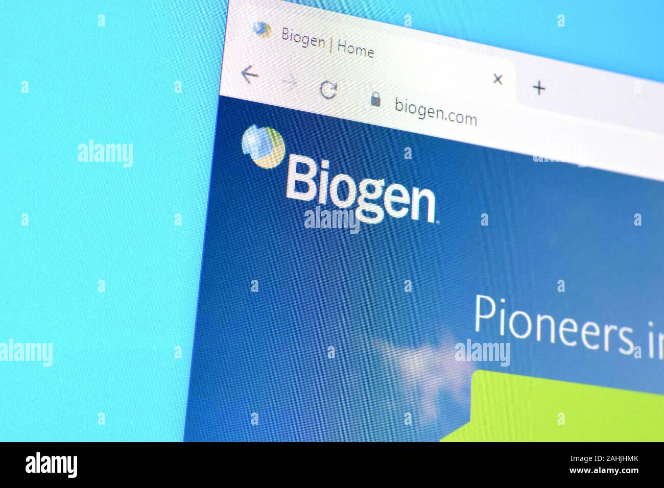 NY, USA - DECEMBER 16, 2019: Homepage of biogen website on the display ...