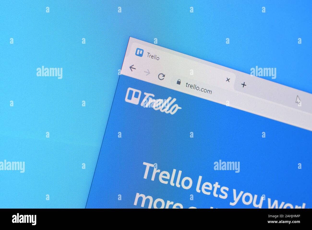 NY, USA - DECEMBER 16, 2019: Homepage of trello website on the display ...