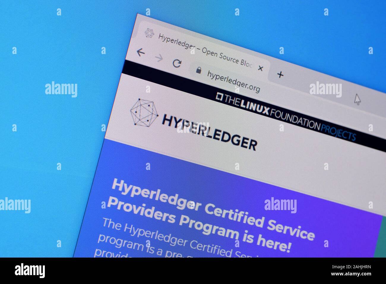 NY, USA - DECEMBER 16, 2019: Homepage of hyper ledger website on the ...