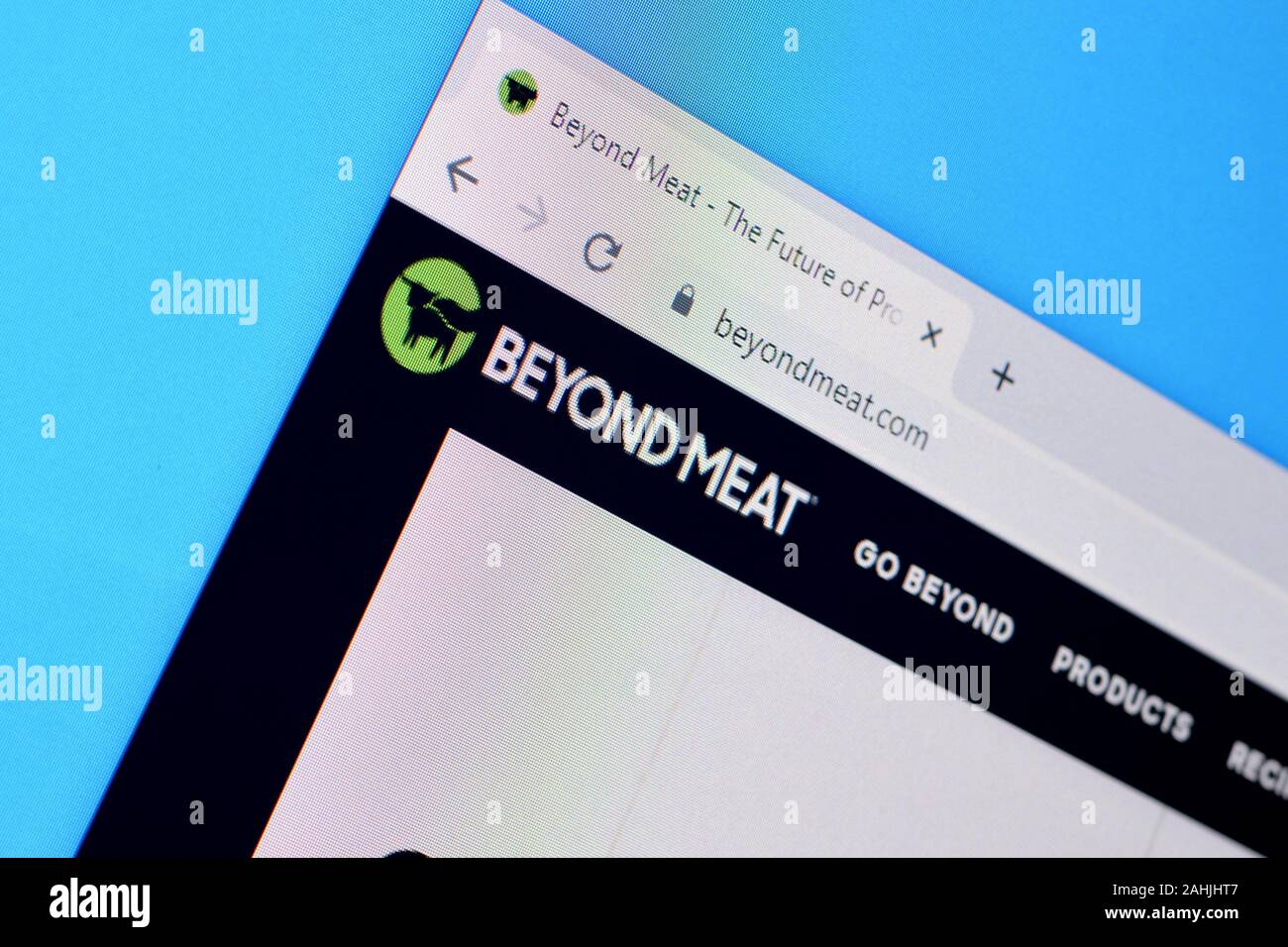NY, USA - DECEMBER 16, 2019: Homepage of beyond meat website on the ...