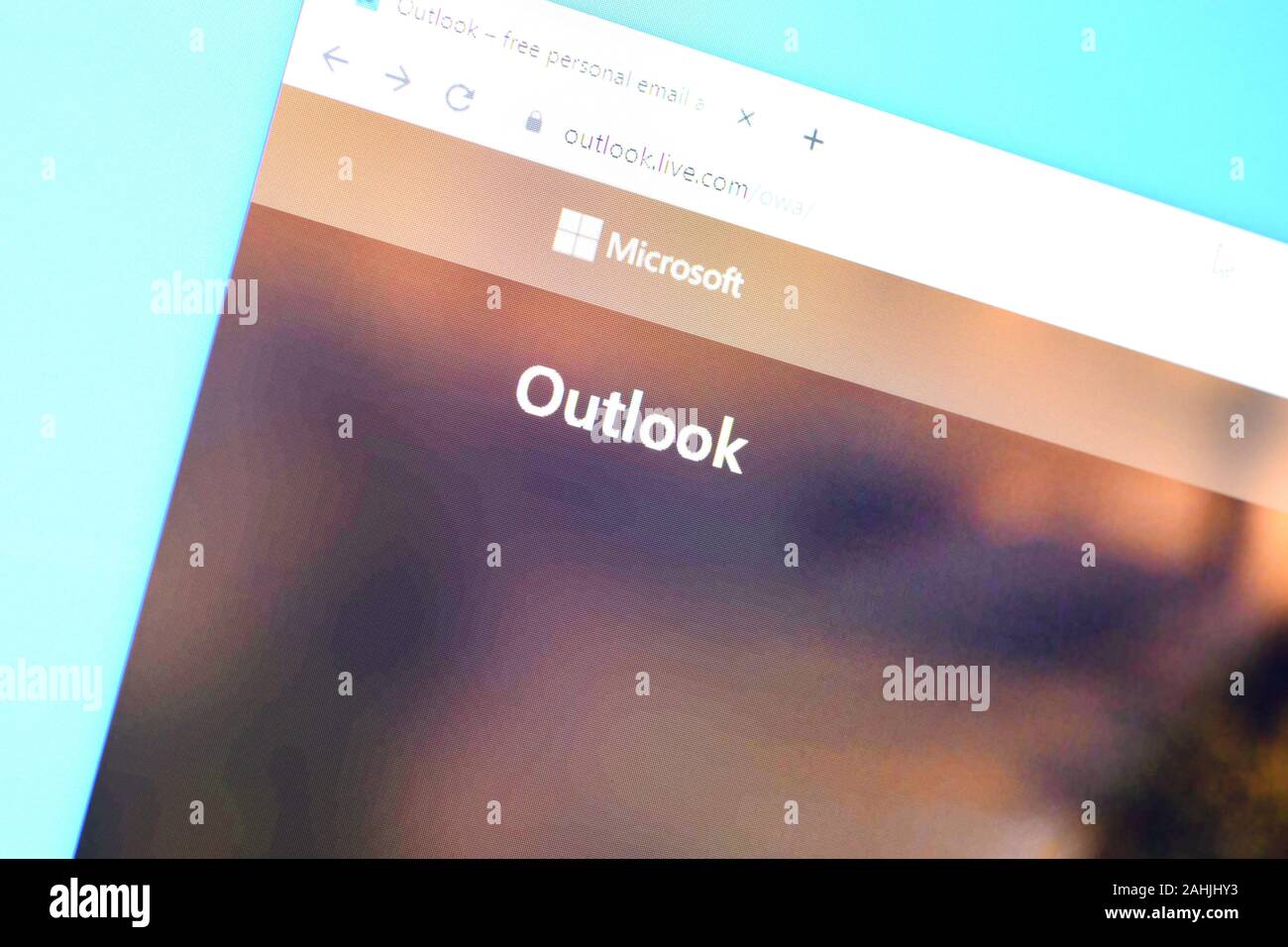 NY, USA - DECEMBER 16, 2019: Homepage of hotmail website on the display ...