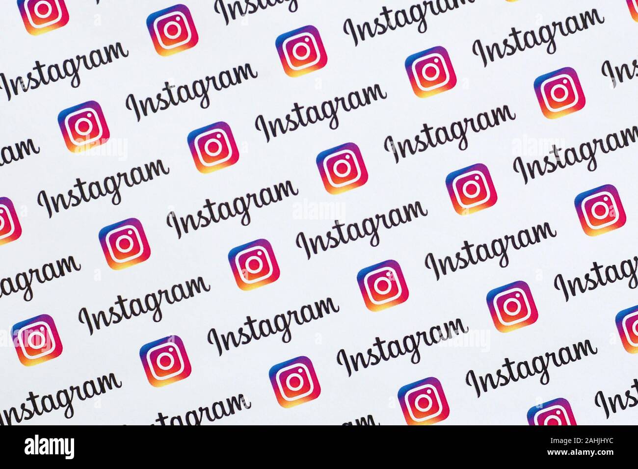 NY, USA - DECEMBER 5, 2019: Instagram pattern printed on paper with ...