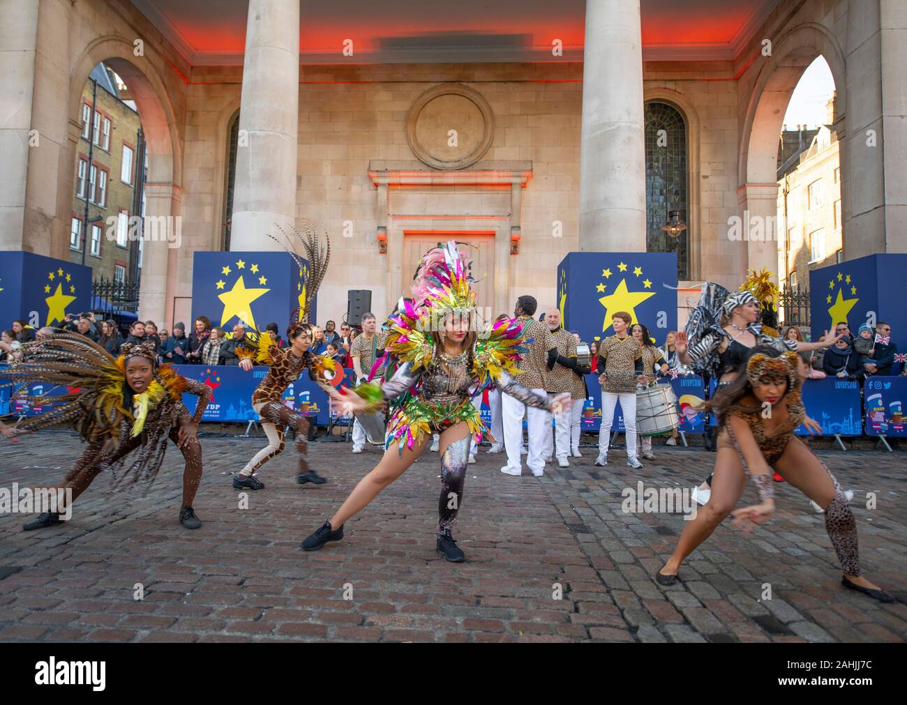 Covent Garden Piazza, London, UK. 30th December 2019. Marching bands ...