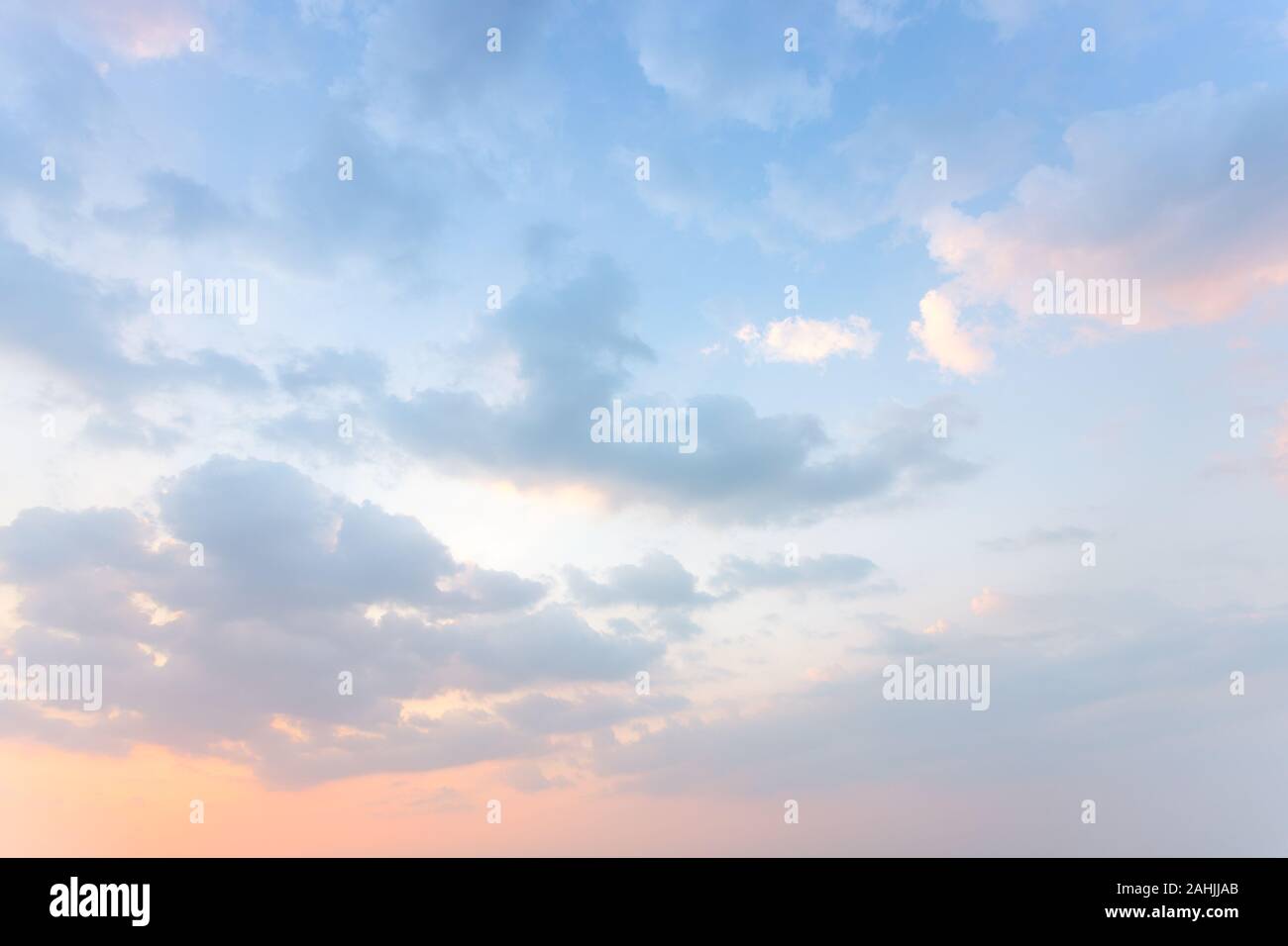 Soft blue sky fuse with sunset light to look like heaven peaceful Stock ...