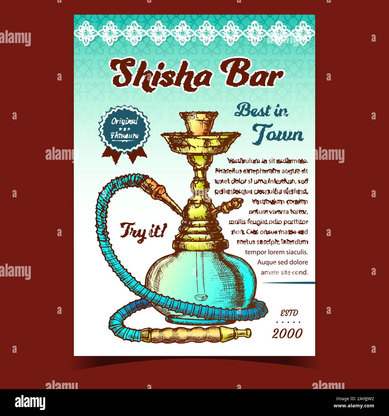 Shisha Relaxation Bar Advertising Banner Vector Stock Vector Image ...
