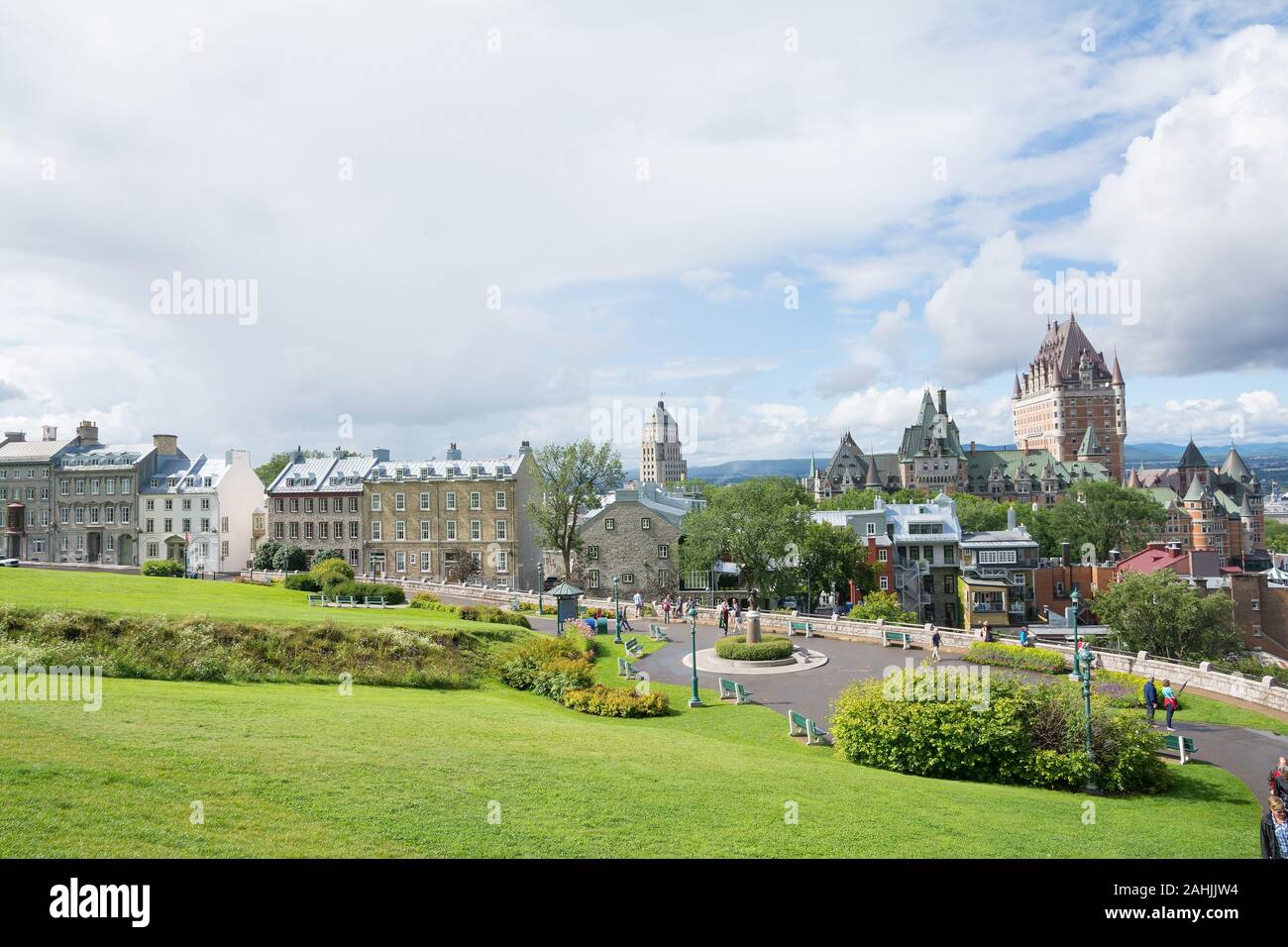 Quebec City, Canada - August 6, 2015:View of the famouse Frontenac ...