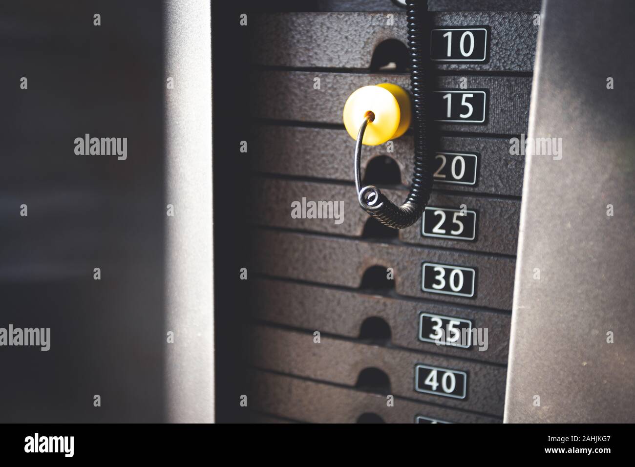 Weight scale of Weightlifting plate of the training machine in the ...