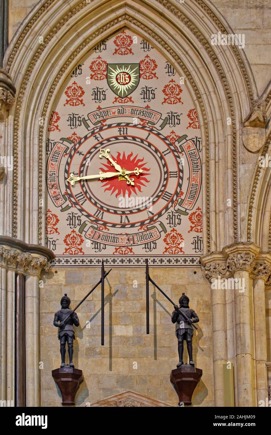 YORK CITY ENGLAND MINSTER INTERIOR NORTH TRANSEPT DETAIL OF A CLOCK BT ...