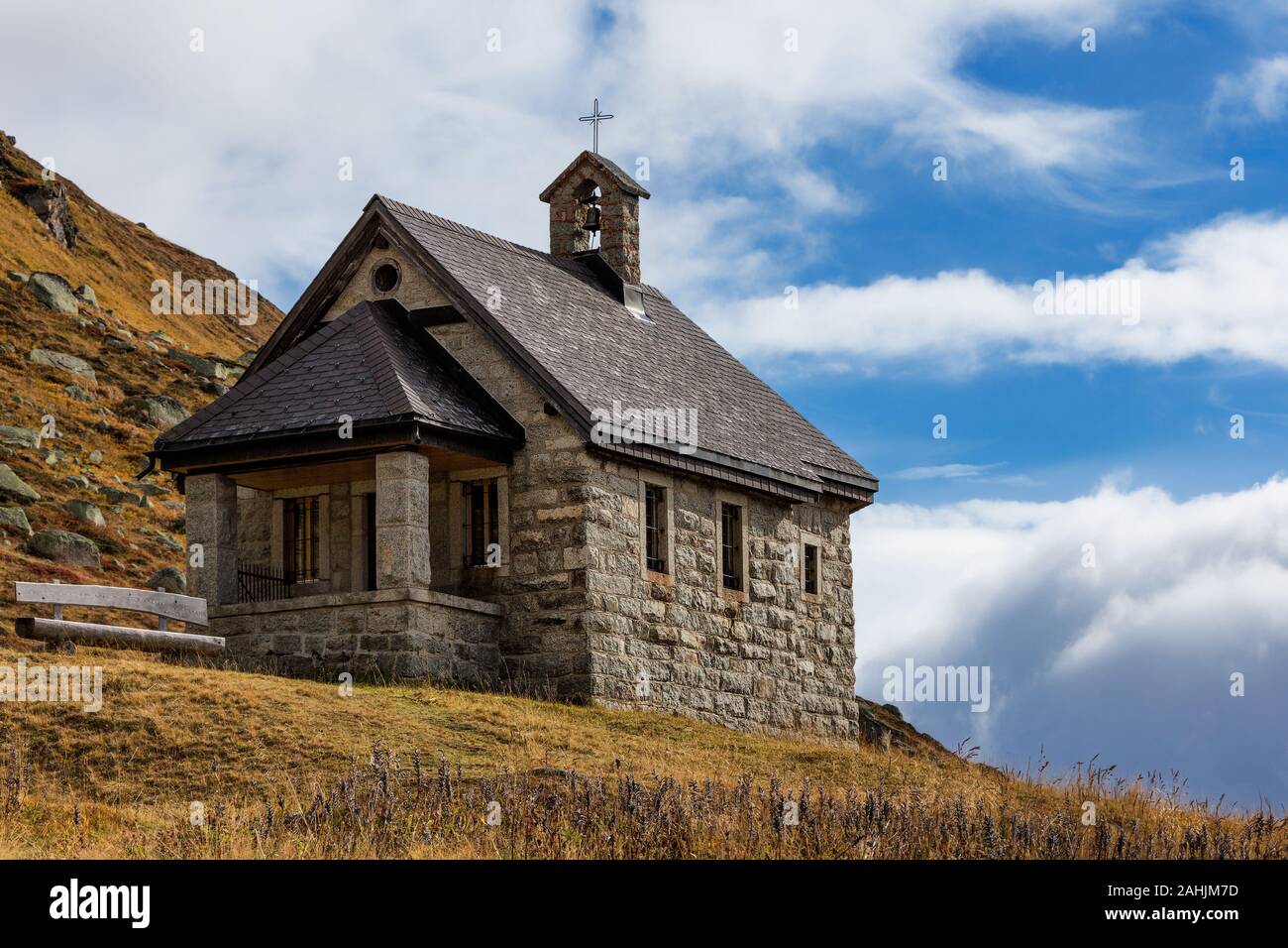 Mountain chapel in Switzerland Stock Photo - Alamy