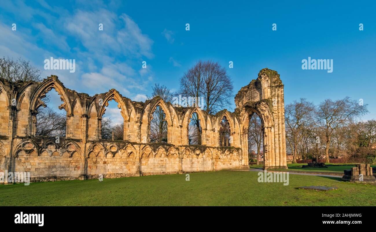 YORK CITY ENGLAND THE RUINS OF ST MARYS ABBEY THE REMAINS OF WINDOWS ...