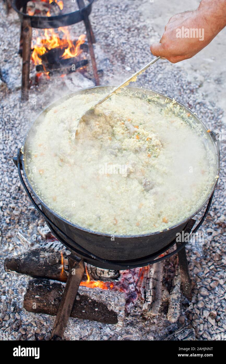 Cooking of Cossack porridge Kulish. Ukrainian Kulish As a Traditional ...