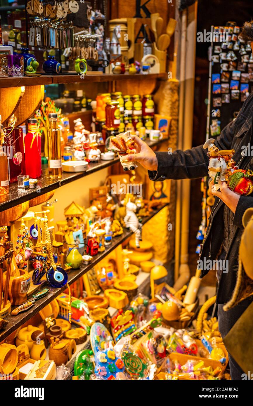 Beautiful decorated store fronts with traditional local products and ...