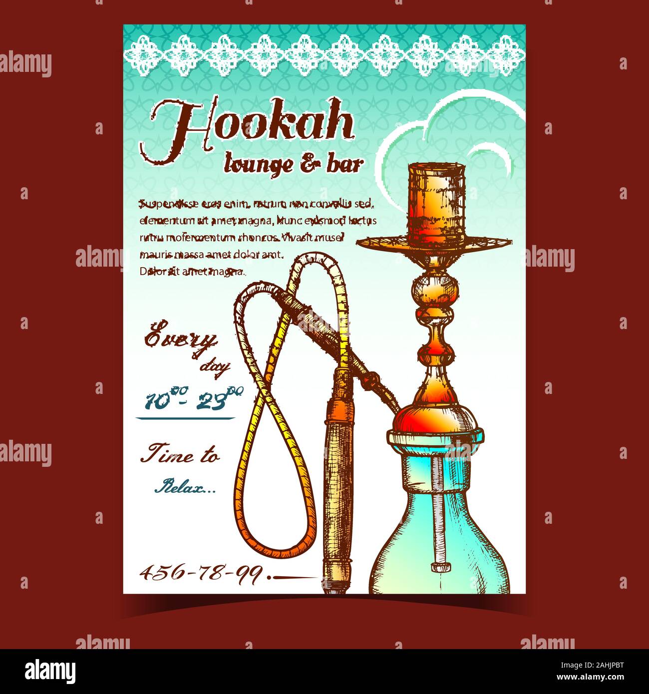 Hookah Lounge And Bar Advertising Poster Vector Stock Vector Image ...