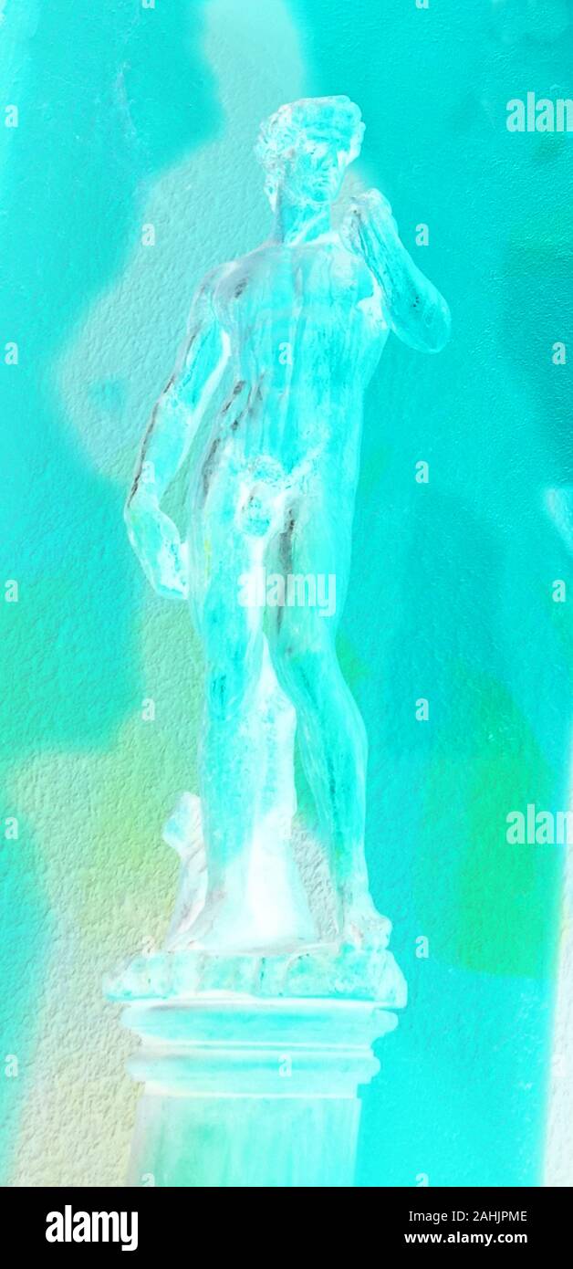 Illustration representing the statue of David colored in blue Stock ...