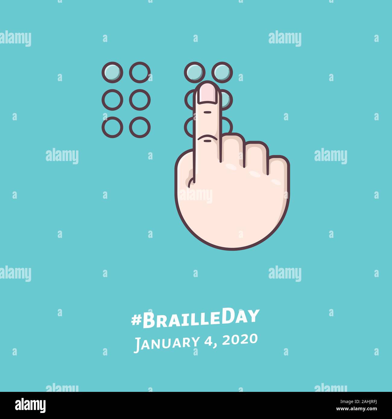 Braille reading vector illustration for World #BrailleDay on January 4 ...