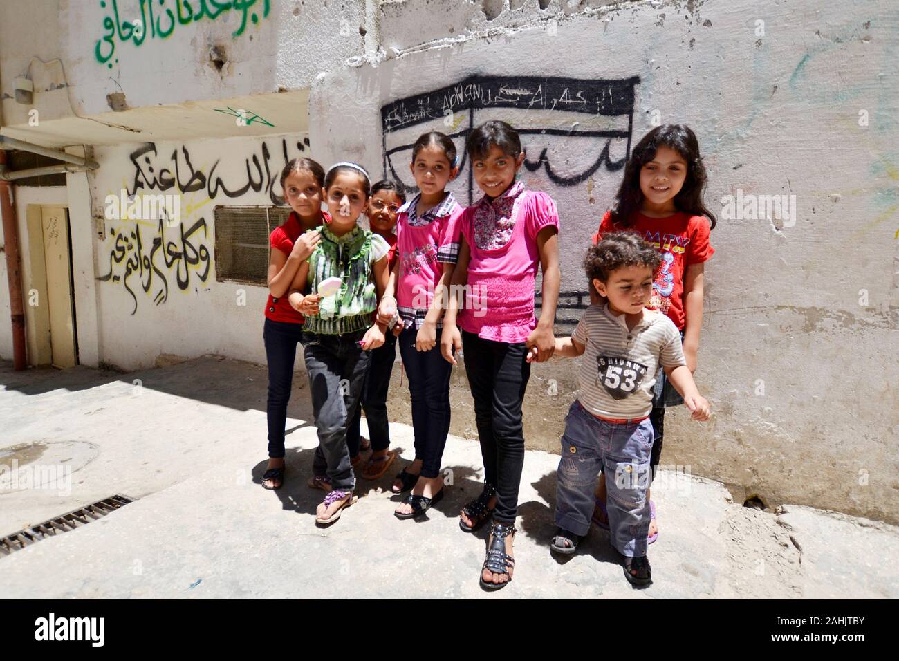 Palestinian kids in new Askar refugee camp, Nablus - Palestine Stock ...