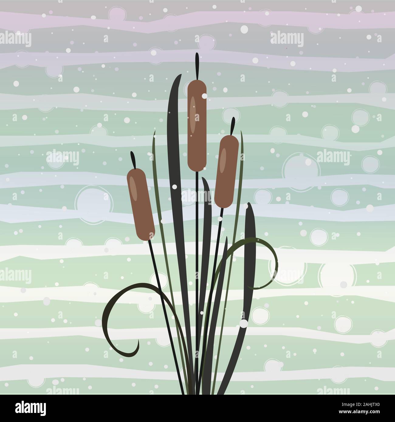 Floral Reed Pattern on cute snowy background (or background with whit ...