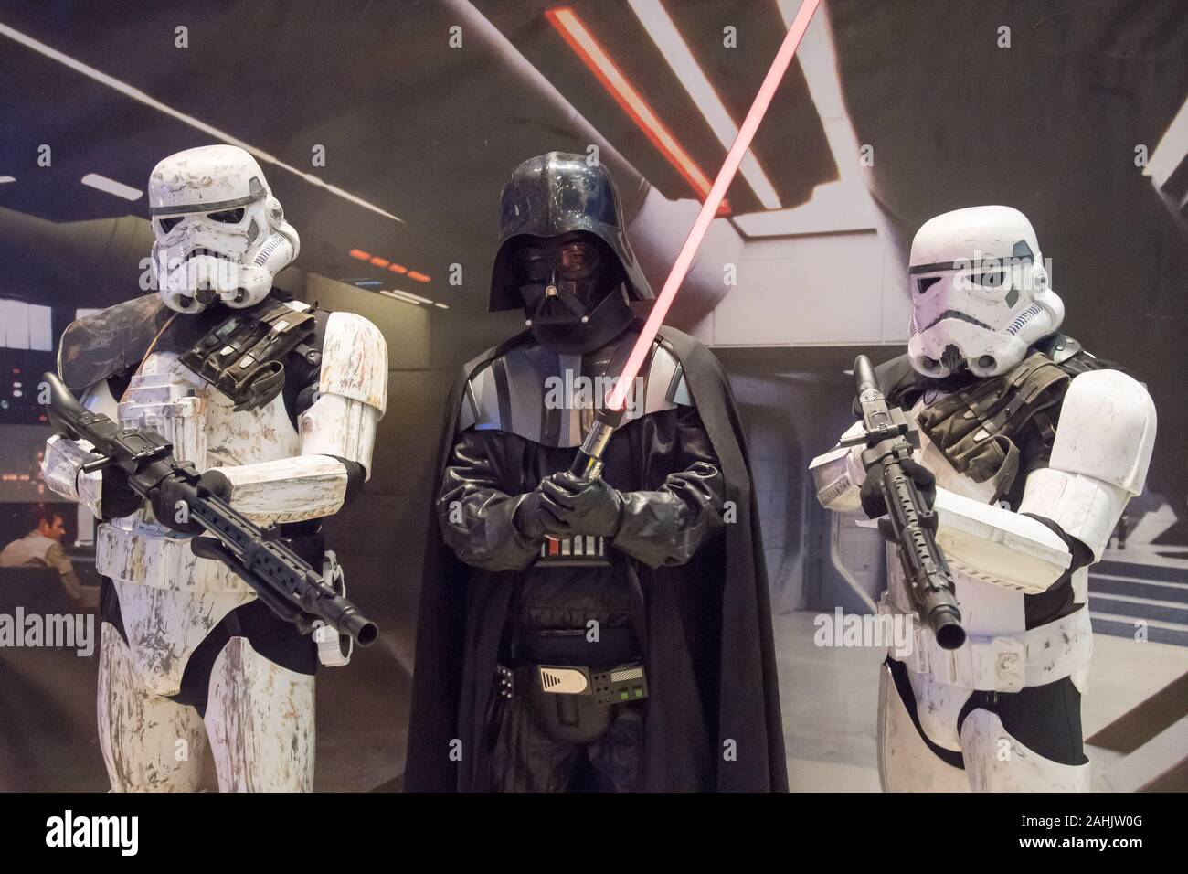 Star Wars fan dressed as Darth Vader and stormtroopers during a Star ...