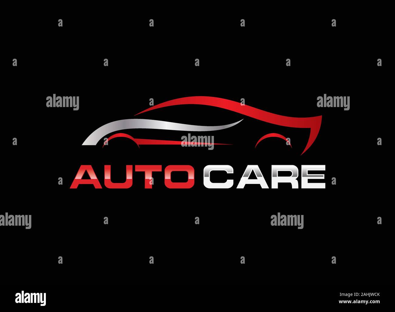 Auto car Logo Template vector icon Silver and red colors, Garage. Car ...