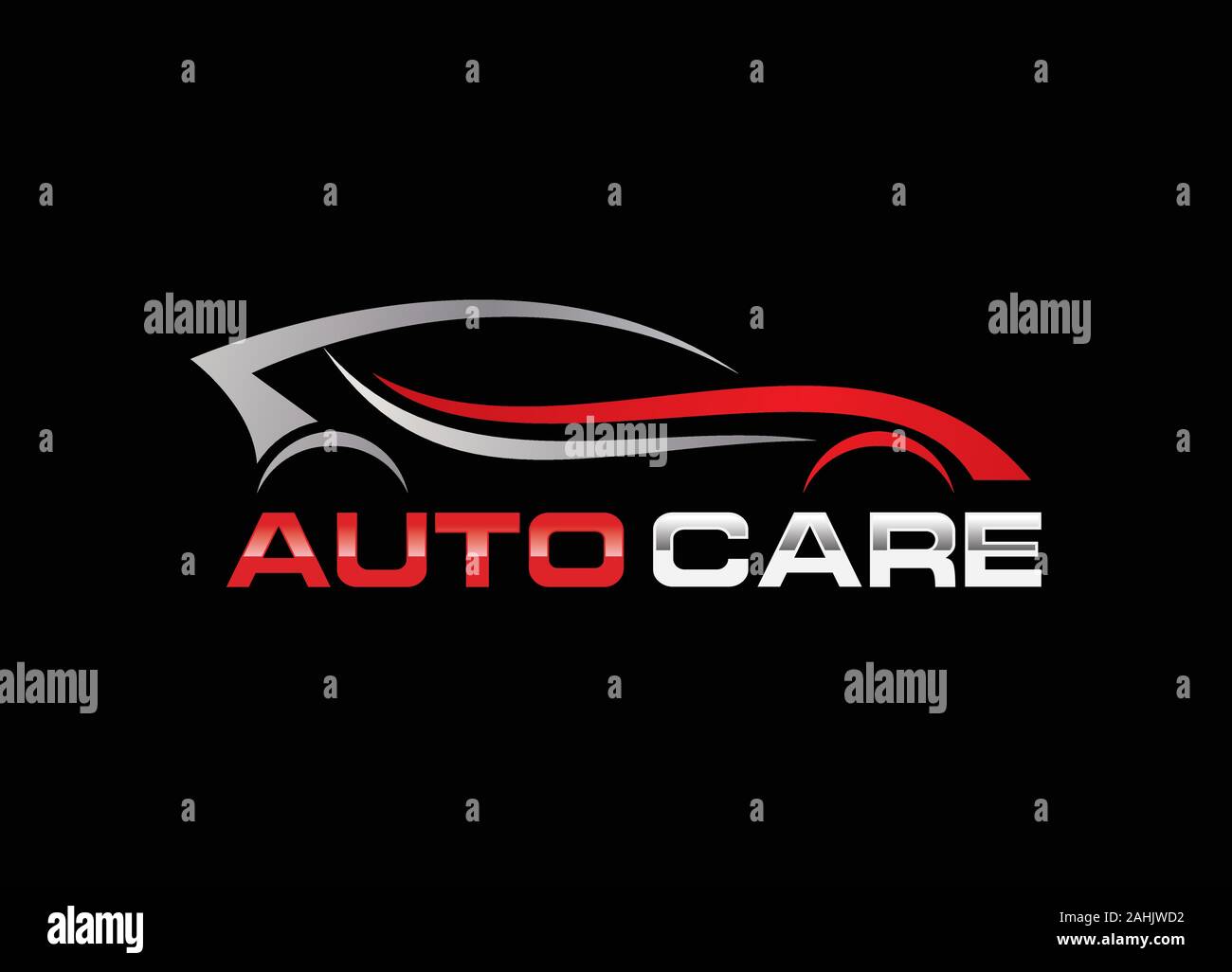 Auto car Logo Template vector icon Silver and red colors, Garage. Car ...